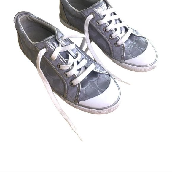Coach | Shoes | Coach Barrett Silver Metallic Sneakers | Poshmark